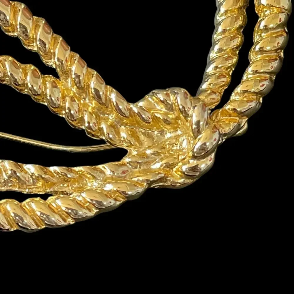 Unknown | Jewelry | Vintage 98s Gold Tone Rope Knot With Tassels Brooch ...